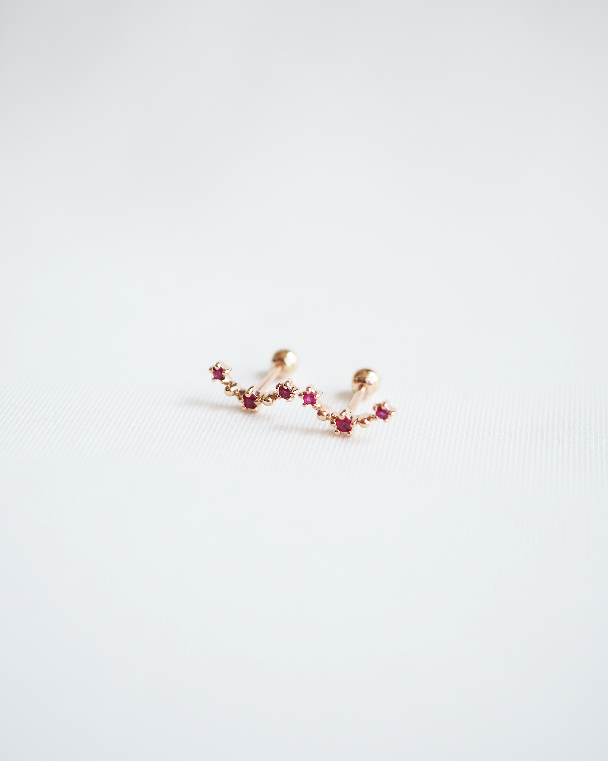 GEMMA Ruby Barbell - 14K Rose Gold | Azen Jewelry