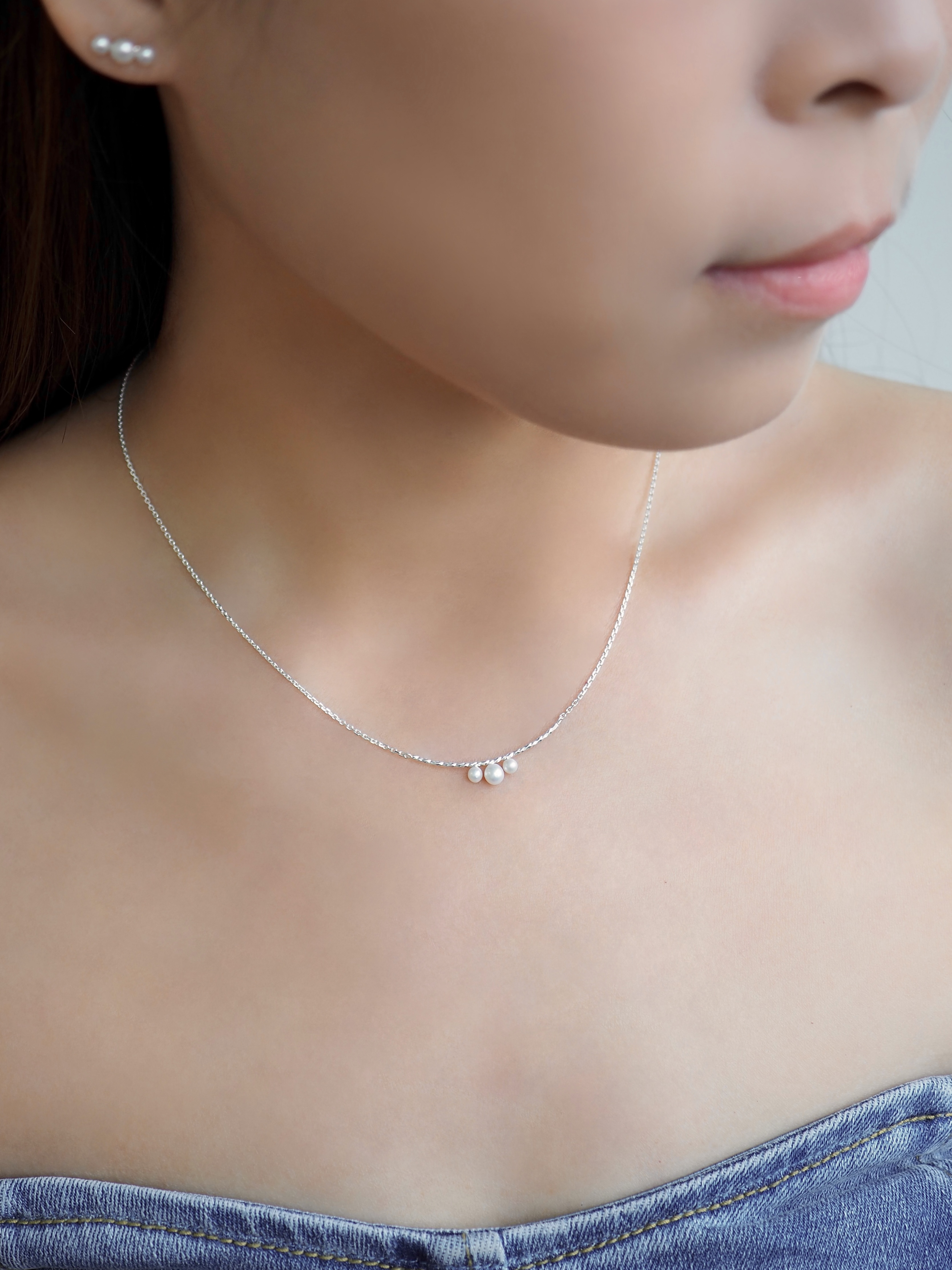 HEIDI Pearl Necklace - Silver | Azen Jewelry