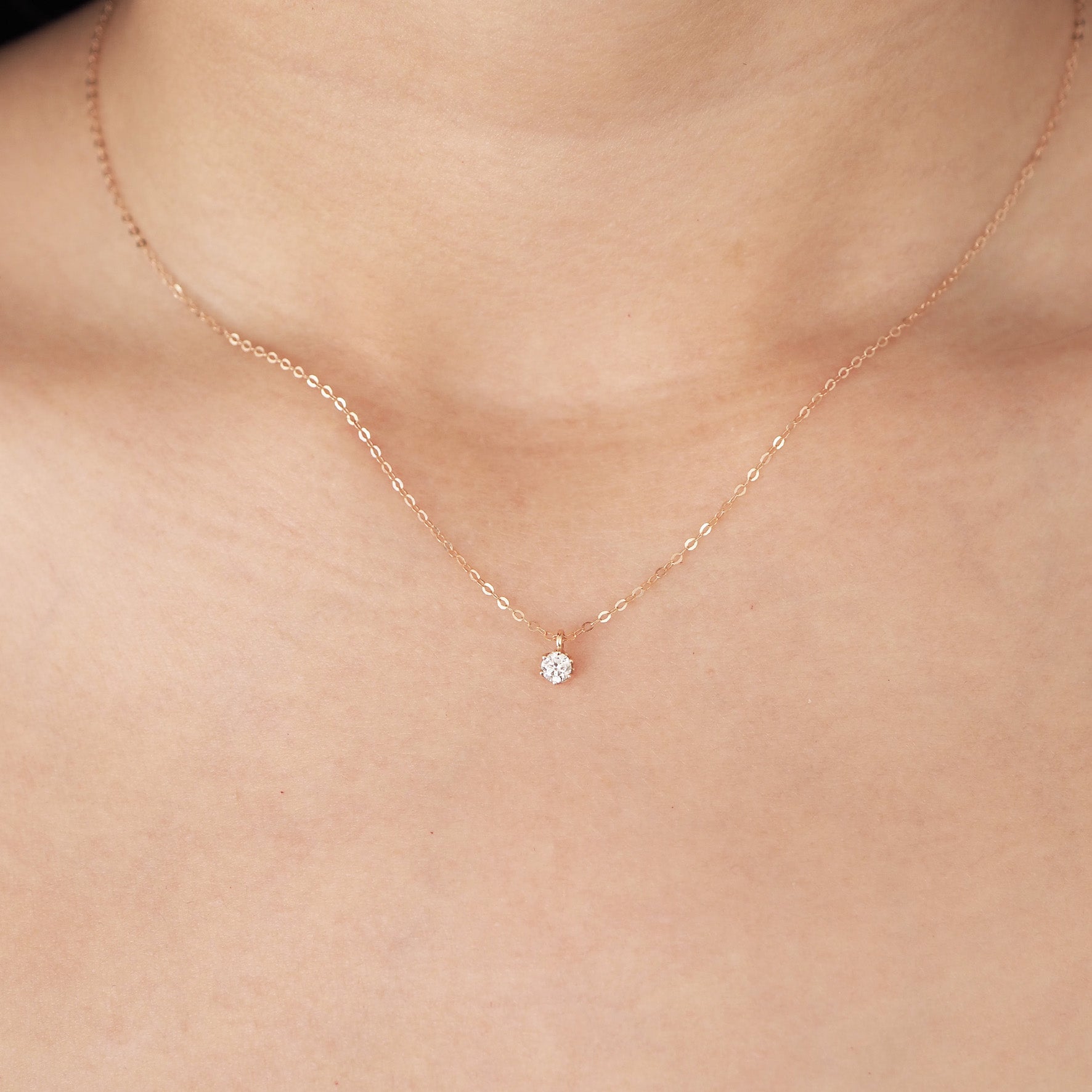 Bijou Diamond Necklace - 18K Rose Gold | Azen Jewelry
